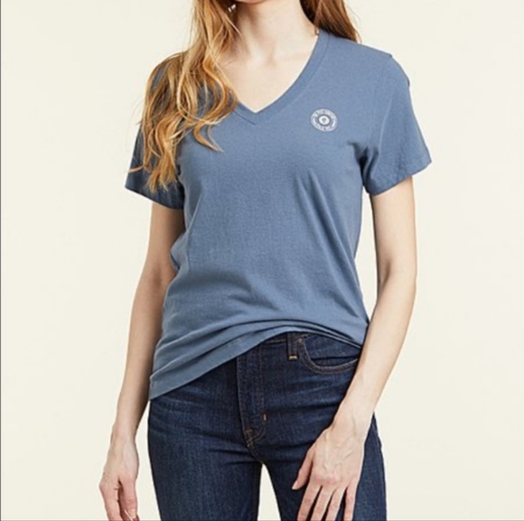 Frye | Tops | Frye Logo Classic Vneck Tshirt In Bering Sea Xs | Poshmark